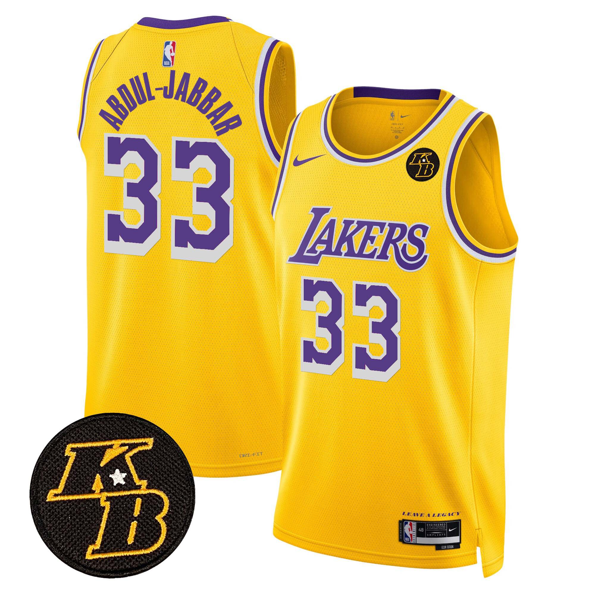 Kareem Abdul-Jabbar Men’s Los Angeles Lakers Kobe Bryant Patch Swingman ...