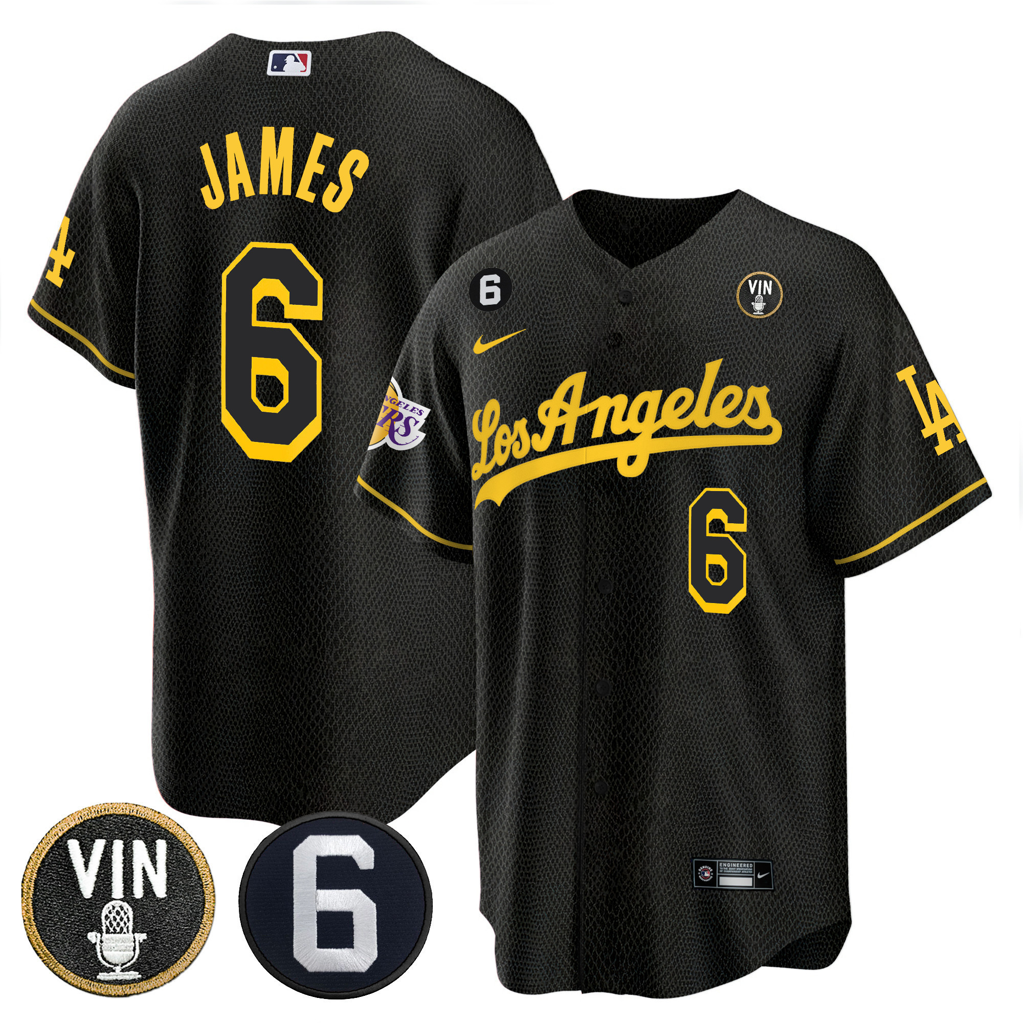 LeBron James Men’s Split Dodgers – Los Angeles Lakers Cool Base Black ...