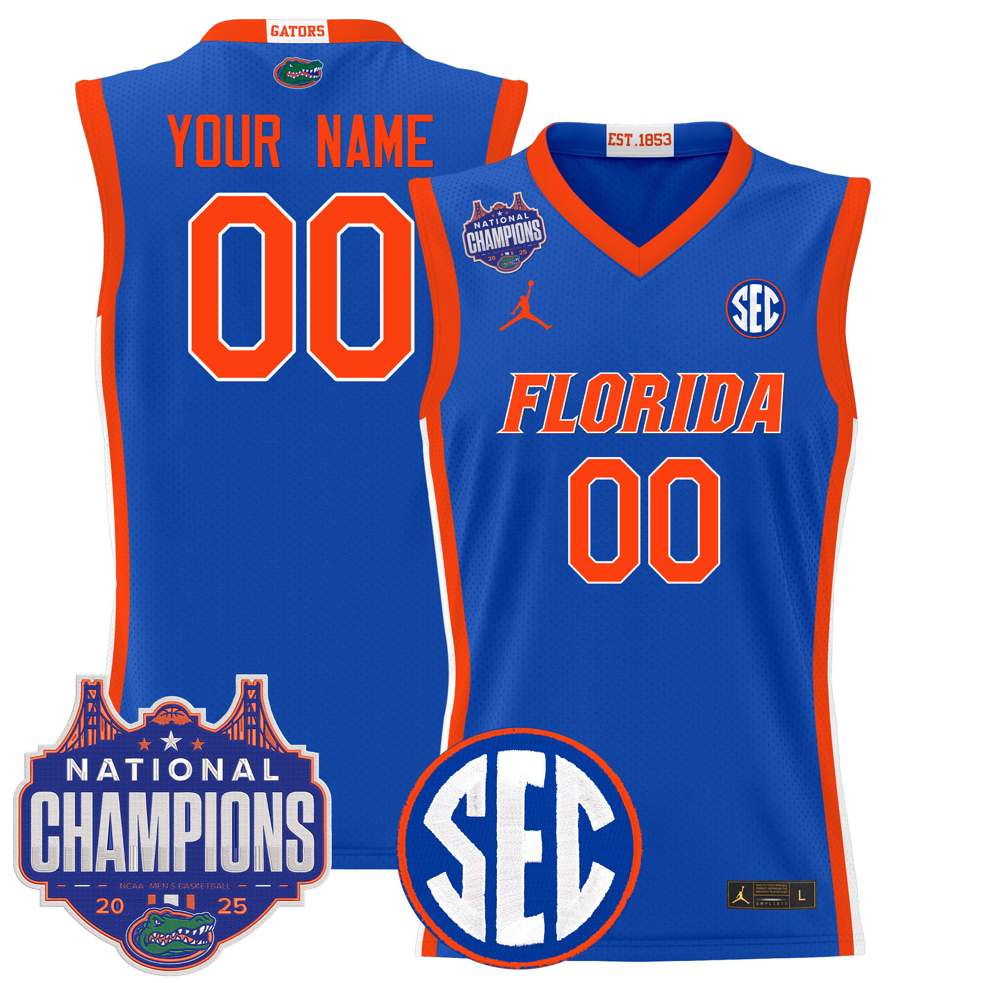Men’s Florida Gators 2025 National Champions Patch Basketball Custom ...