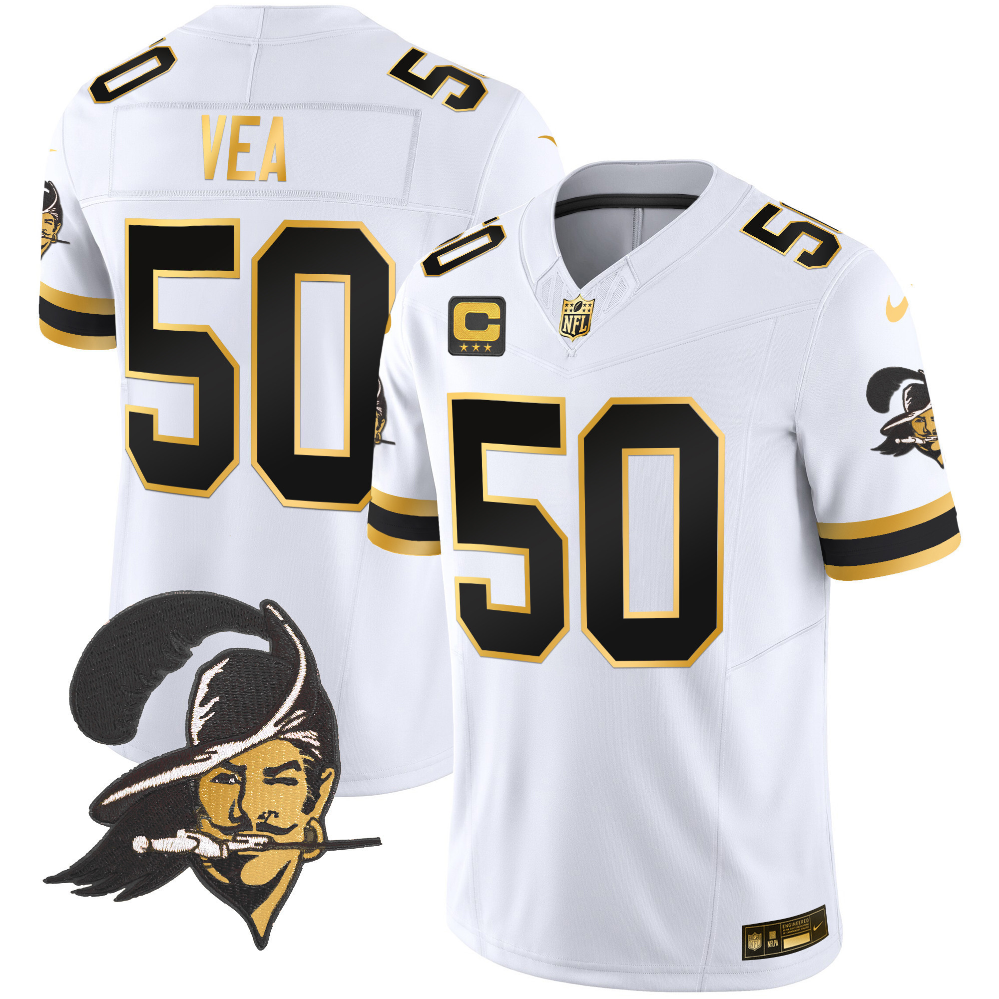 Vita Vea Men’s Tampa Bay Buccaneers Throwback Gold Vapor Limited White ...